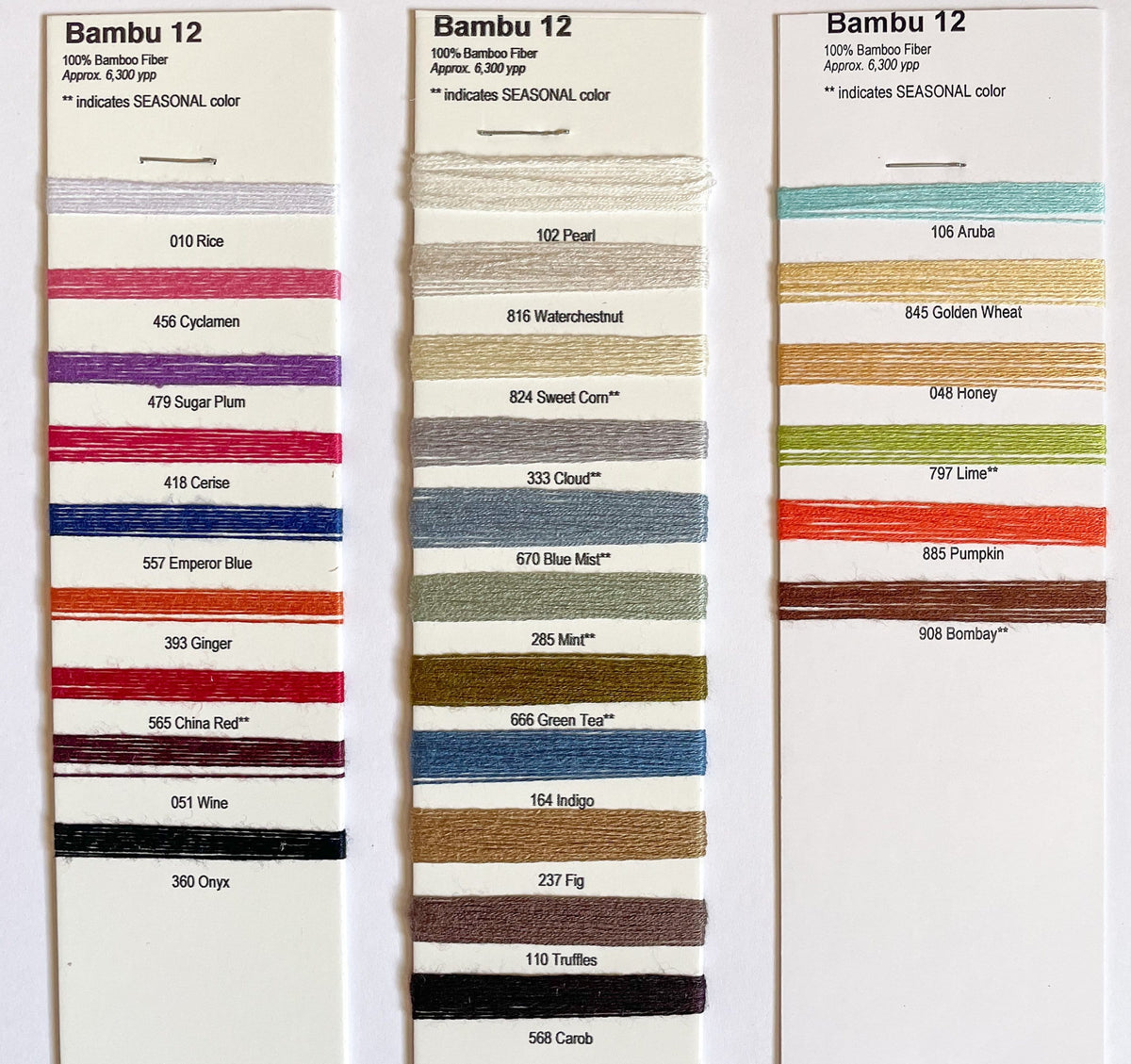 Bambu 12 Color Card – Cotton Clouds Inc.